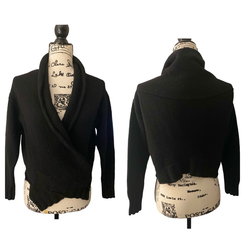 Ischiko Oska - Merino Wool Partial Wrap Cropped Knit … - Gem